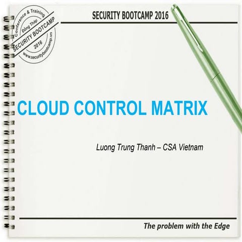 Cloud Control Matrix v3 - Security Bootcamp 2016 | PPT