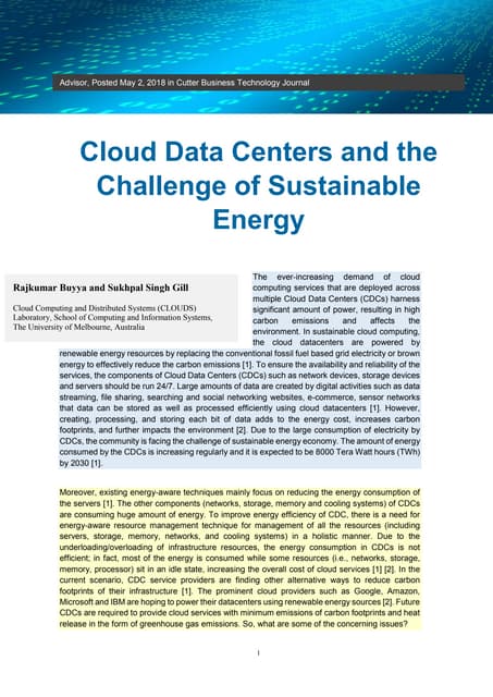 Green cloud computing | PPT