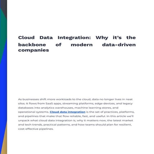 Cloud Data Integration In 2025 Trends Tools And Best Practices Pdf