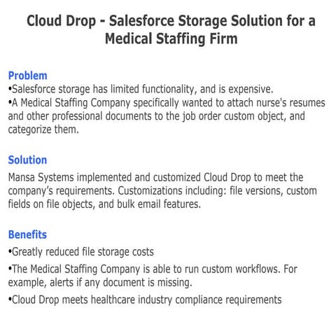 Cloud Drop for Medical Staffing Company | PPT