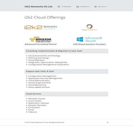 Cloud hosting offerings from i2k2 networks | PDF