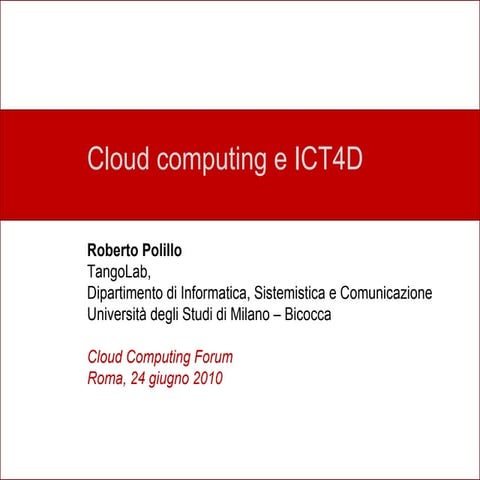 Cloud computing & ICT for development | PPT
