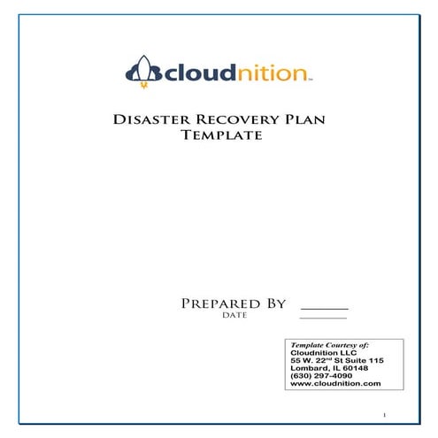 Cloudnition dr plan template fillable form | PDF