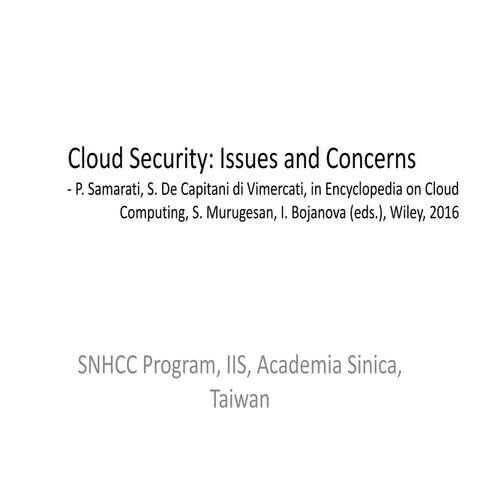Cloud Security Issues And Concerns Ppt