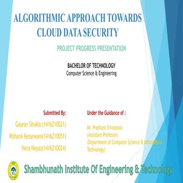 ALGORITHMIC APPROACH TO CLOUD DATA SECURITY | PPT