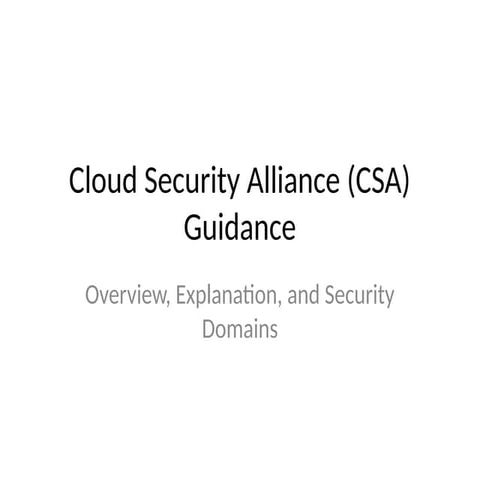 Cloud alliance guideline ppt for cloud security management | PPTX