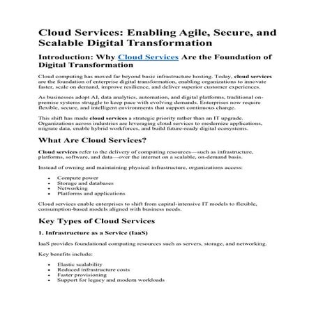 Cloud Services: Enabling Agile, Secure, and Scalable Digital ...