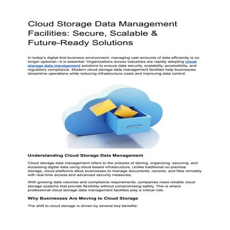 Cloud Storage Data Management Facilities: Secure, Scalable & Future ...