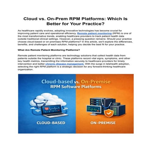 Cloud vs. On-Prem RPM Platforms: Which Is Better for Your Practice? | PDF