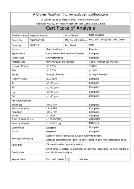 COA Strawberry Powder Extract Anthocyanins (Pelargonidin) 5% | PDF
