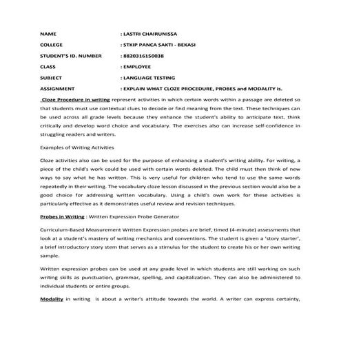 Cloze Procedure | DOCX