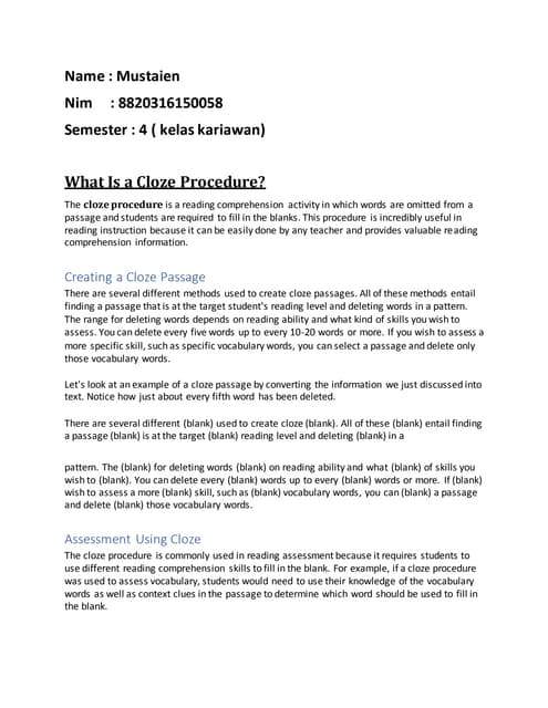 Cloze procedure | PDF