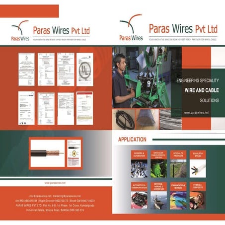 Paras Wires Private Limited, Bengaluru, Electronic Wires & Cables | PDF