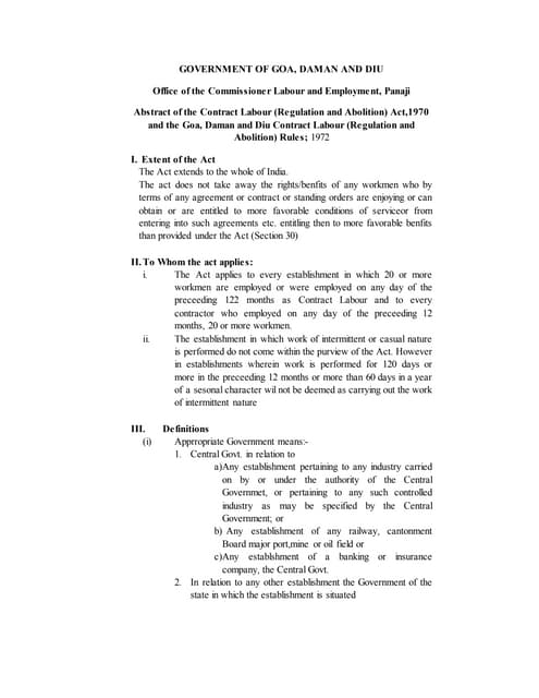 Contract labour act 1970 | PPT