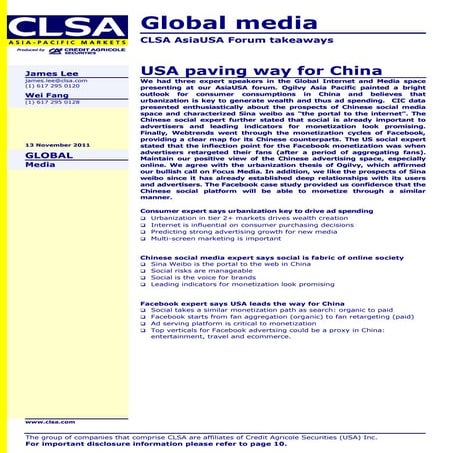 CLSA AsiaUSA Forum takeaways: USA paving way for China | PDF | Free ...