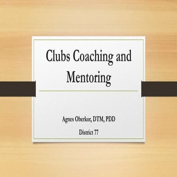 Club Coaching and Mentoring | PPTX