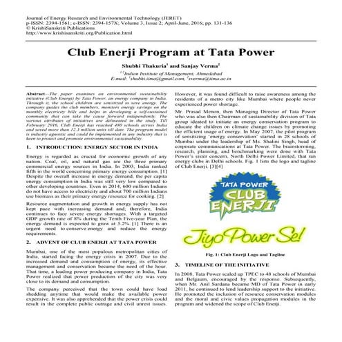 Energy Conservation Programmes in Schools - Club Enerji | PDF