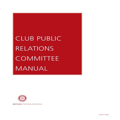 Club public relations committee manual | PDF