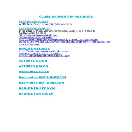 Clubs badminton España si | PDF