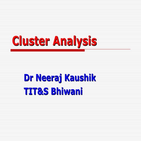 Cluster Analysis | PPT