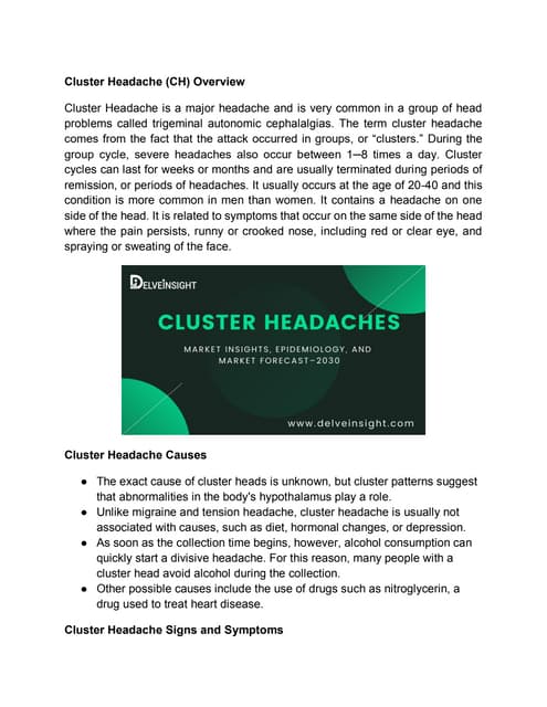 Cluster Headache Market Trends, Market Size and Share, Epidemiology and ... Cluster Headache Market Trends, Market Size and Share, Epidemiology and ...