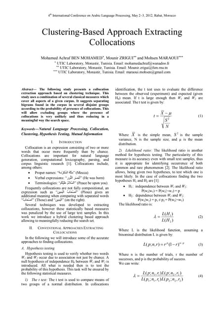 Clustering Based Approach Extracting Collocations Pdf