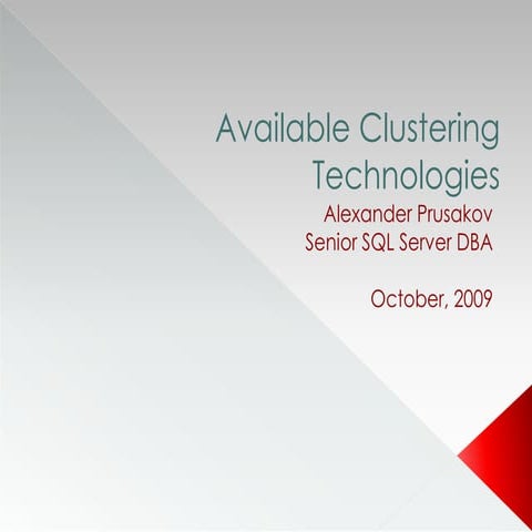 Compare Clustering Methods For Ms Sql Server Ppt 