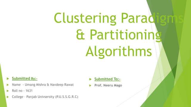 Clustering Paradigms And Partitioning Algorithms Ppt 0606
