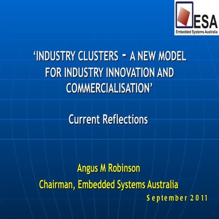 ‘INDUSTRY CLUSTERS - A NEW MODEL FOR INDUSTRY INNOVATION AND ...