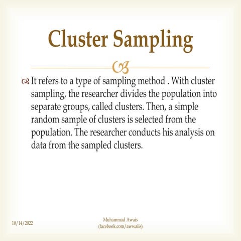 Cluster Sampling Technique - Probability Sampling - Mass Media Research.pptx | Science