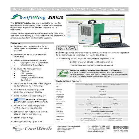 ComWorth' Sirius SwiftWing Hi Performance Capture & Storage Solutions | PDF