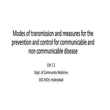 Modes of transmission and measures for the prevention and control for ...