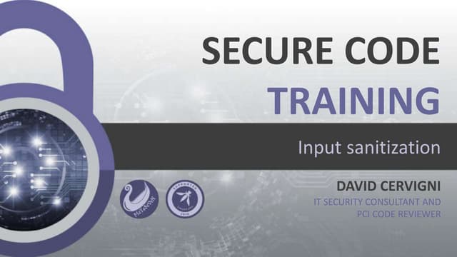 Cm9 Secure Codetraining1dayinput Sanitization Ppt