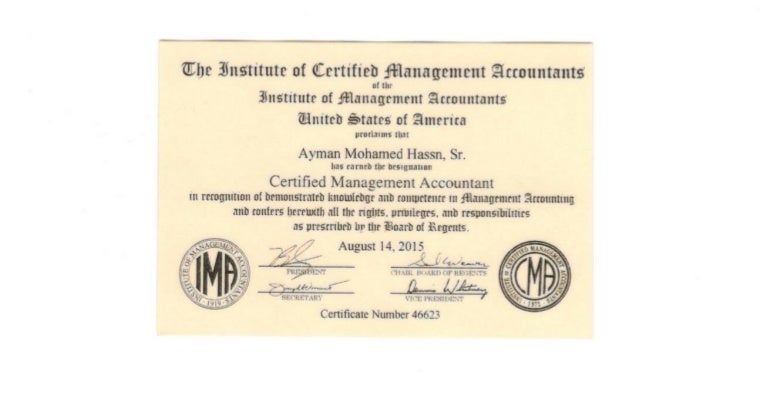 Cma certificate
