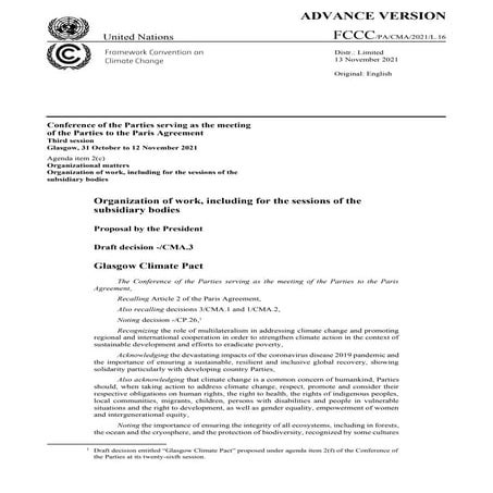 COP26 Glasgow Climate Pact- Outcome Document | PDF