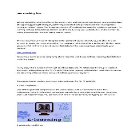 Cma coaching fees | PDF | Business Accounting & Finance | Business