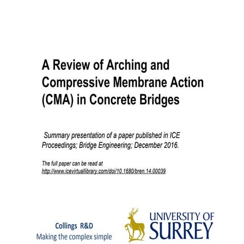 Arching and Compressive Membrane Action in Concrete Slabs | PPT