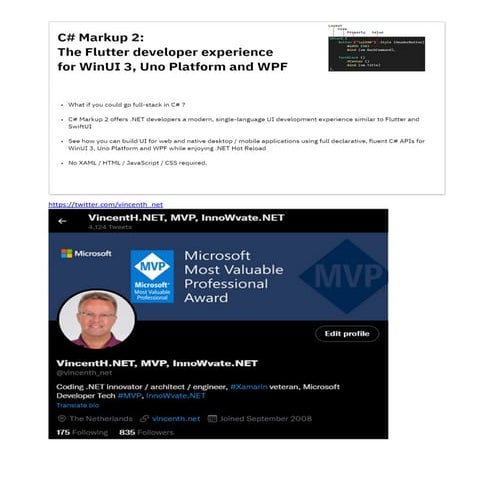 C# Markup 2: The Flutter developer experience for WinUI 3, Uno Platform and WPF | PDF | Web ...