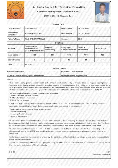 GPAT-SCORE CARD | PDF