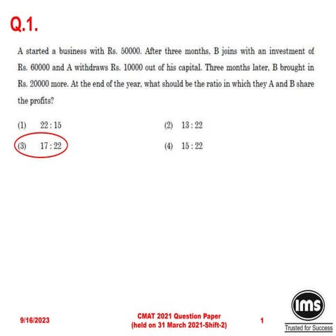 CMAT 2021 Question Paper.pptx