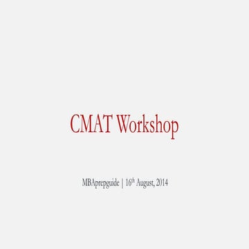 CMAT MBA entrance exam workshop | PDF | Educational Assessment | Education