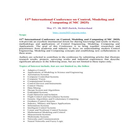 11th International Conference on Control, Modeling and Computing (CMC ...