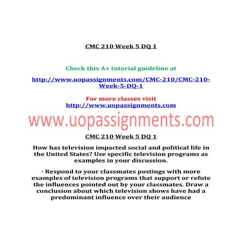 Cmc 210 week 5 dq 1 | PDF