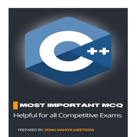 C++ Programming Language MCQ for all competitive exams | PDF