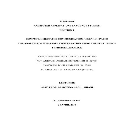 CMC Report - ENGL 4740 (1) (Husna Dzeidee's group) | PDF