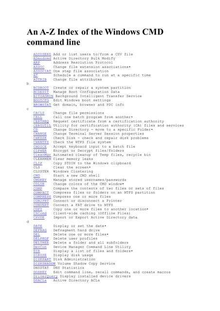 Windows command line_sheet_v1 | PPT
