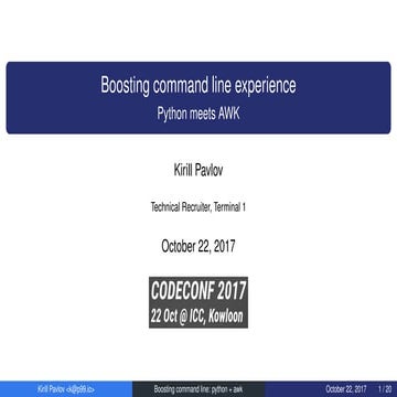 Boosting command line experience with python and awk | PPT