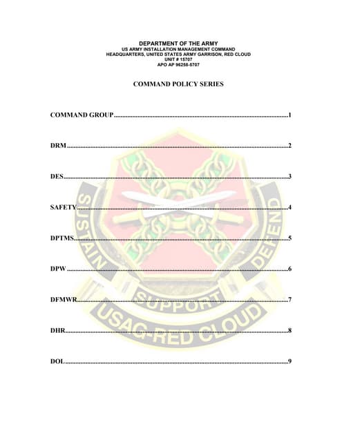 USAG Red Cloud and Area I Policy Letters | PDF