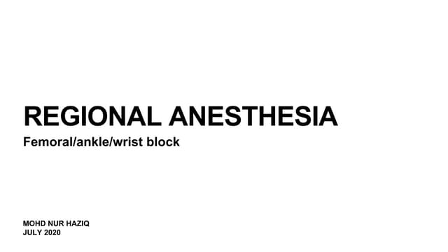 Presentation on intravenous regional anaesthesia | PPTX