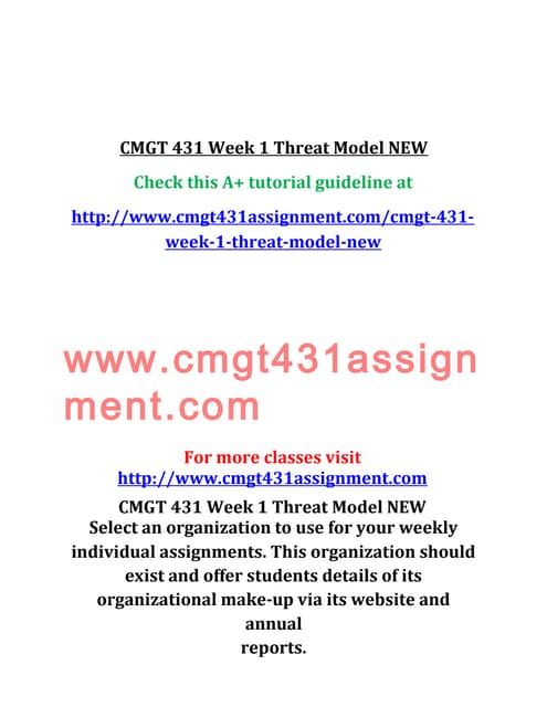Cmgt 431-all-assignments-new | PDF